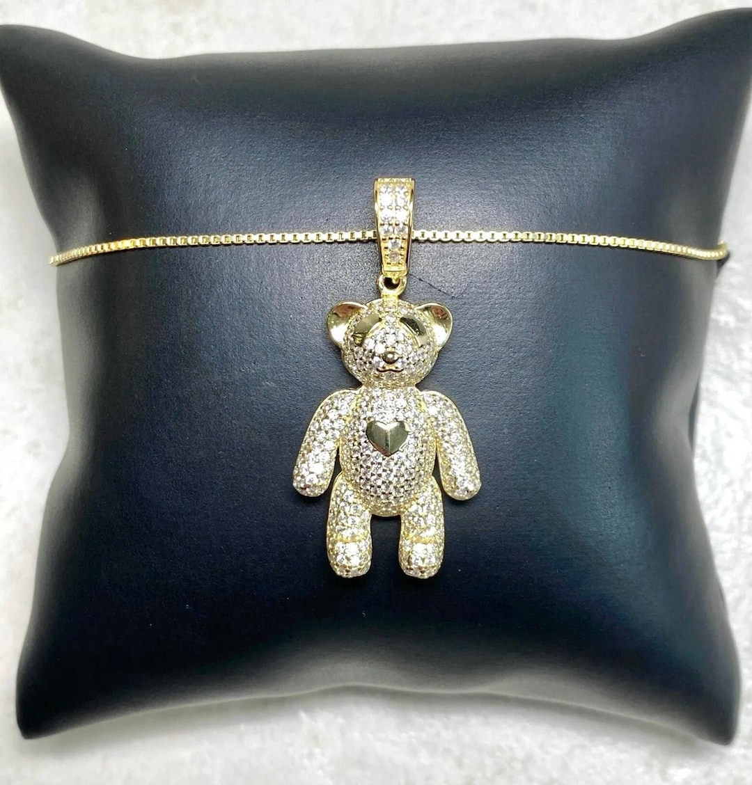 Teddy Necklace, Gold Teddy Bear Necklace, Teddy Pendant Necklace, Teddy ...
