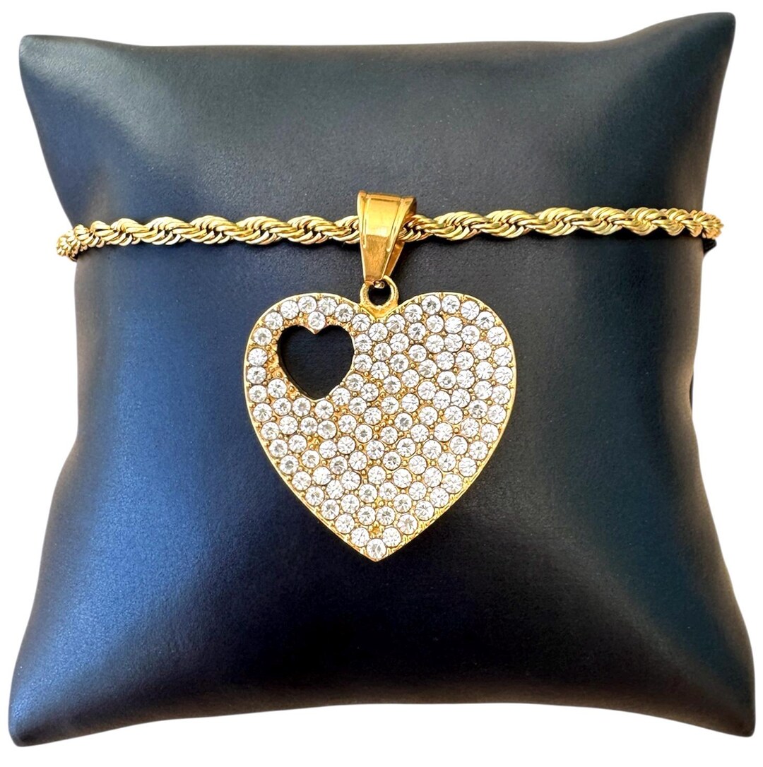 Heart Necklace Gold Stainless Steel, Heart Within Heart Pendant ...