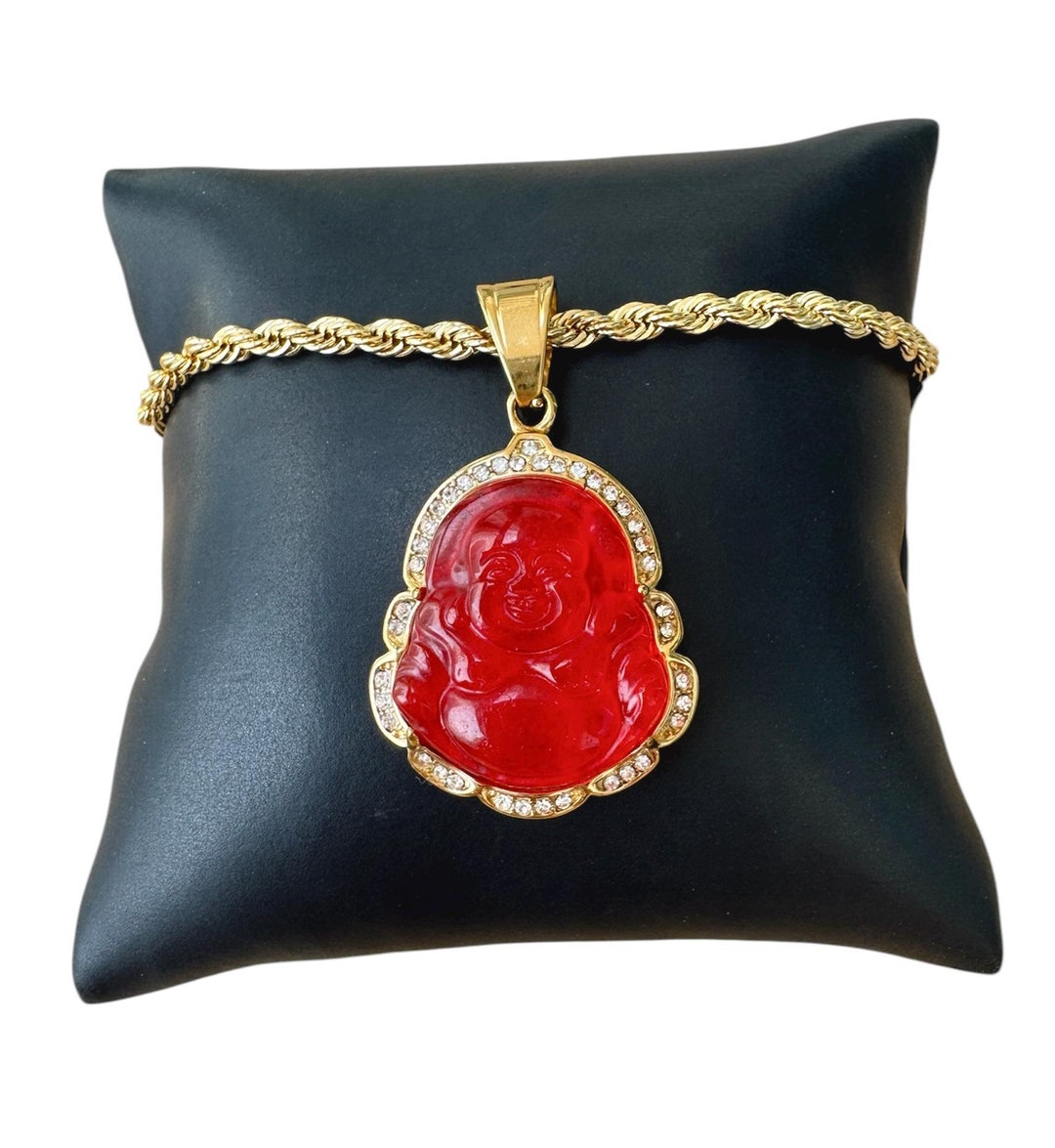 Buda rojo, Buda de jade, Colgante de Buda de oro, Collar de Buda de oro ...