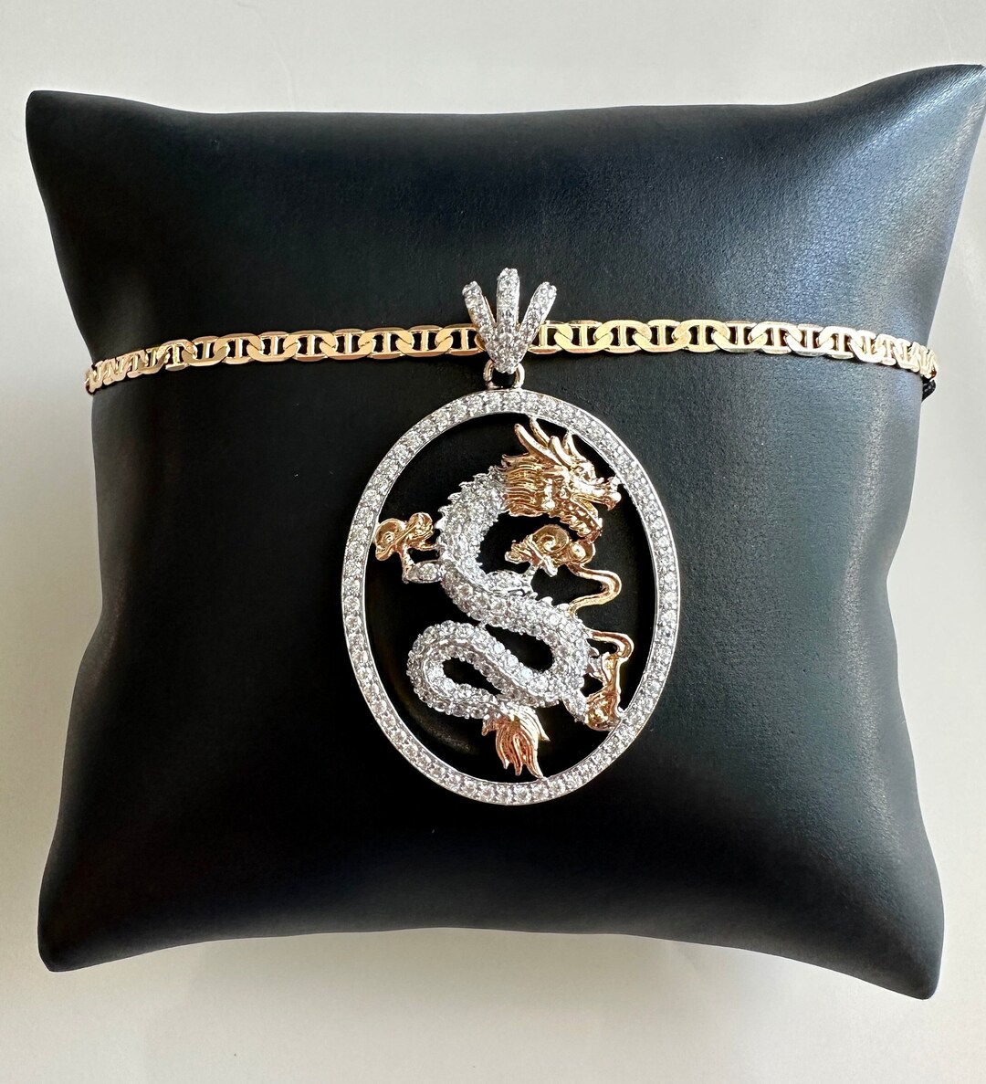 CZ Dragon Necklace Gold Filled, Chinese Dragon Necklace, Dragon ...