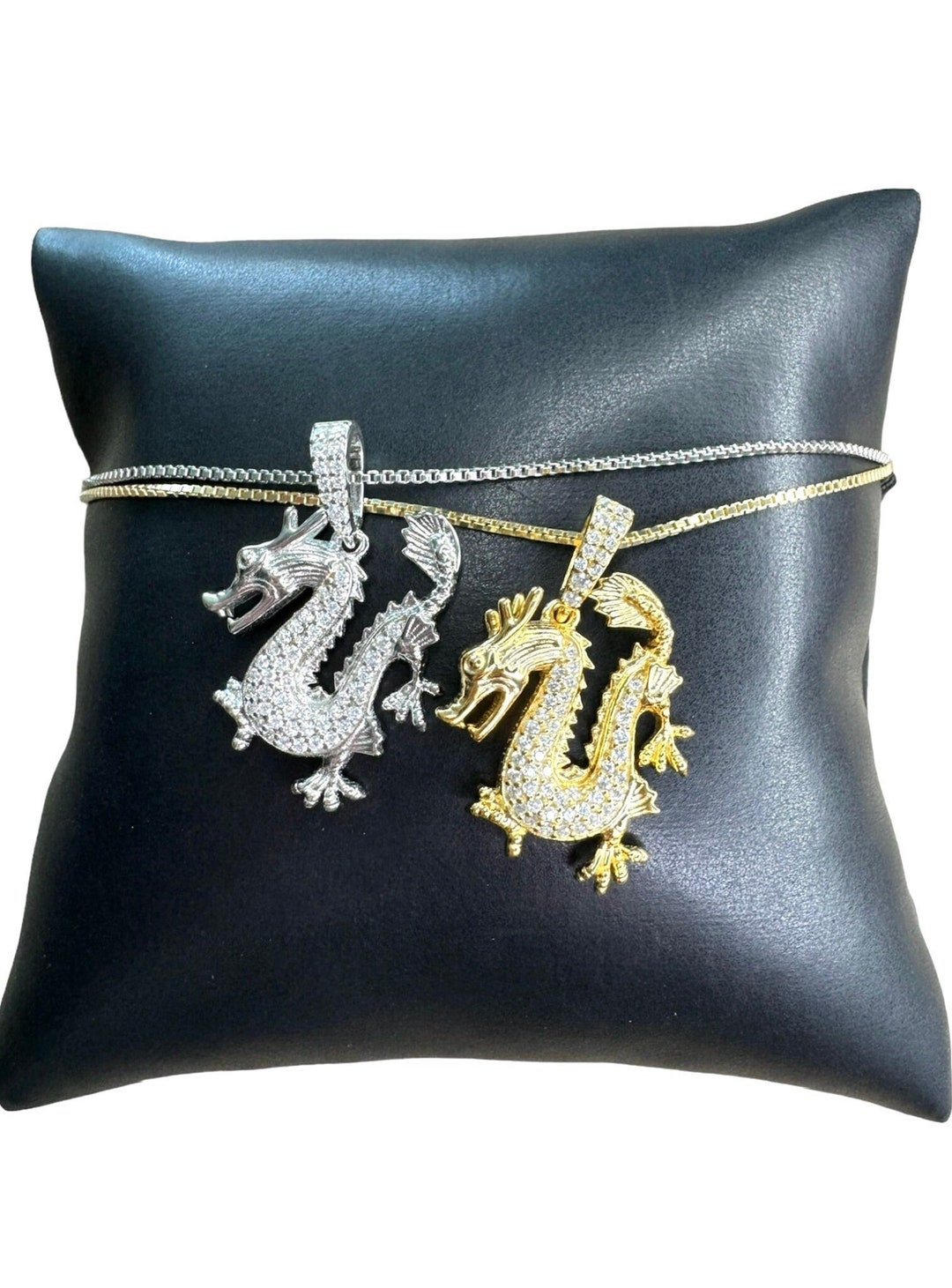 Dragon Necklace Gold Silver, Year of Dragon Necklace, Iced Diamond CZ ...
