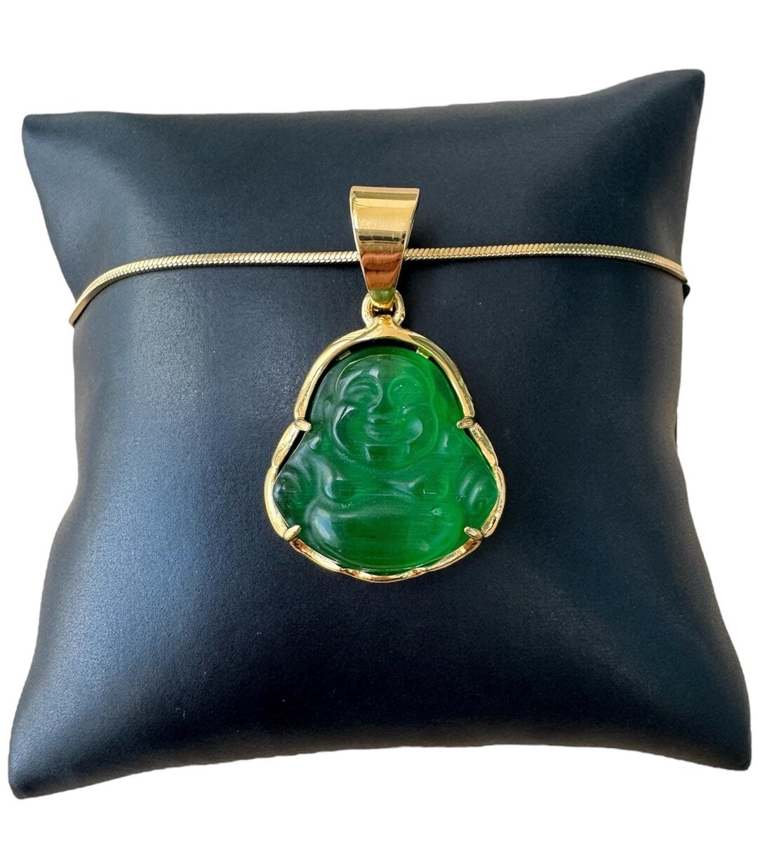 Green Buddha, Buddha Pendant Gold, Buddha Necklace Gold Stainless Steel ...