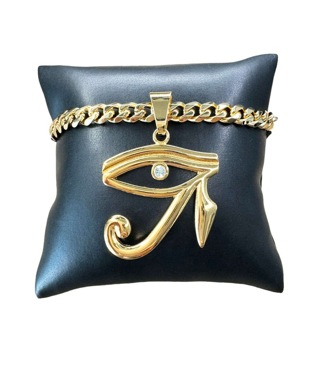 Eye of Horus Necklace Gold, Large Eye of Horus Pendant, Horus Eye Chain ...