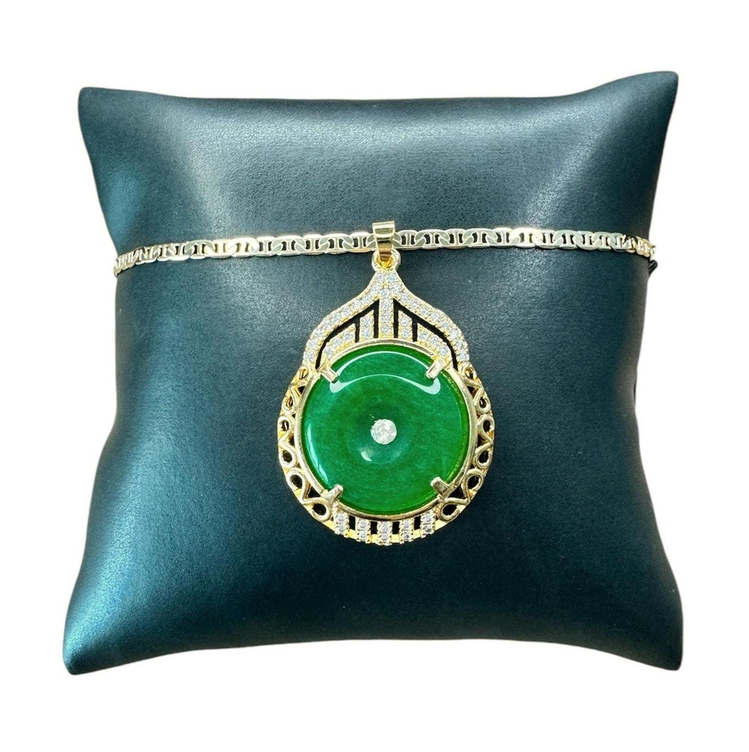 Jade Necklace Gold, Donut Jade, Jade Circle Pendant, Mens Womens Jade Necklace, Real Jade, Jade ...