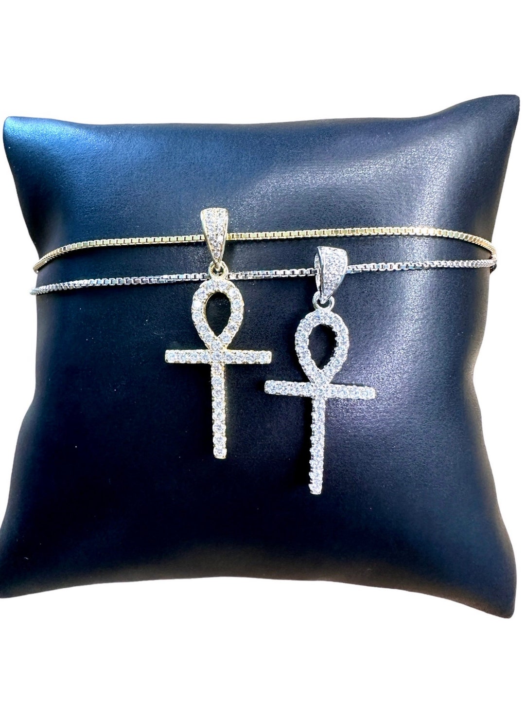 Ankh Necklace Gold Silver, Ankh Charm Necklace, Iced Ankh, Diamond CZ ...