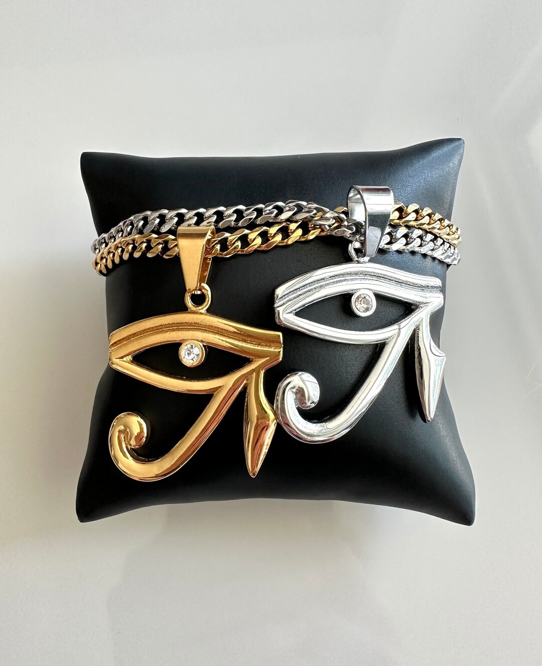 Large Eye of Horus Necklace Gold Silver, Eye of Ra Necklace, Egyptian ...