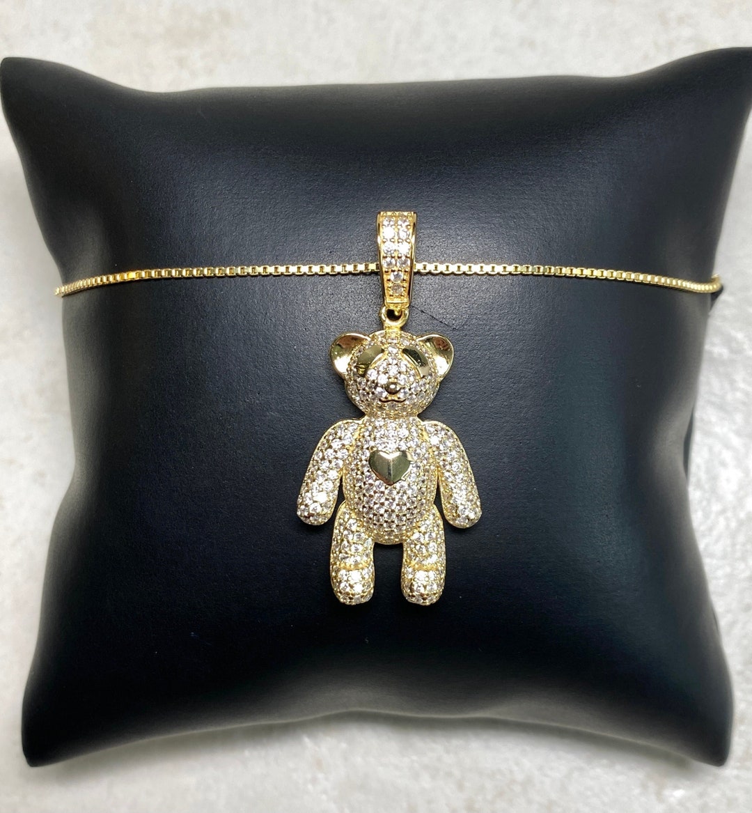 Teddy Necklace, Gold Teddy Bear Necklace, Diamond CZ Teddy Bear, Teddy ...