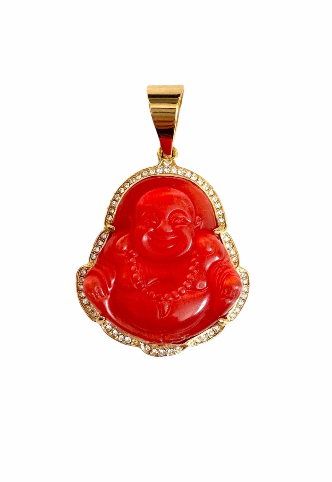 Red Buddha Pendant, Gold Big Buddha Pendant, Men Women Buddha Pendant ...