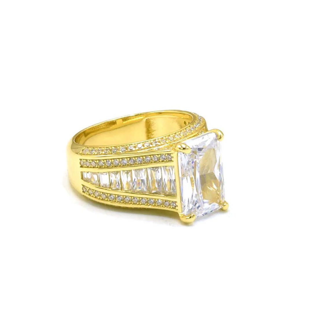 Hip Hop Ring, Iced Out Ring 925 Silver, Gold Simulated Diamond Luxury ...