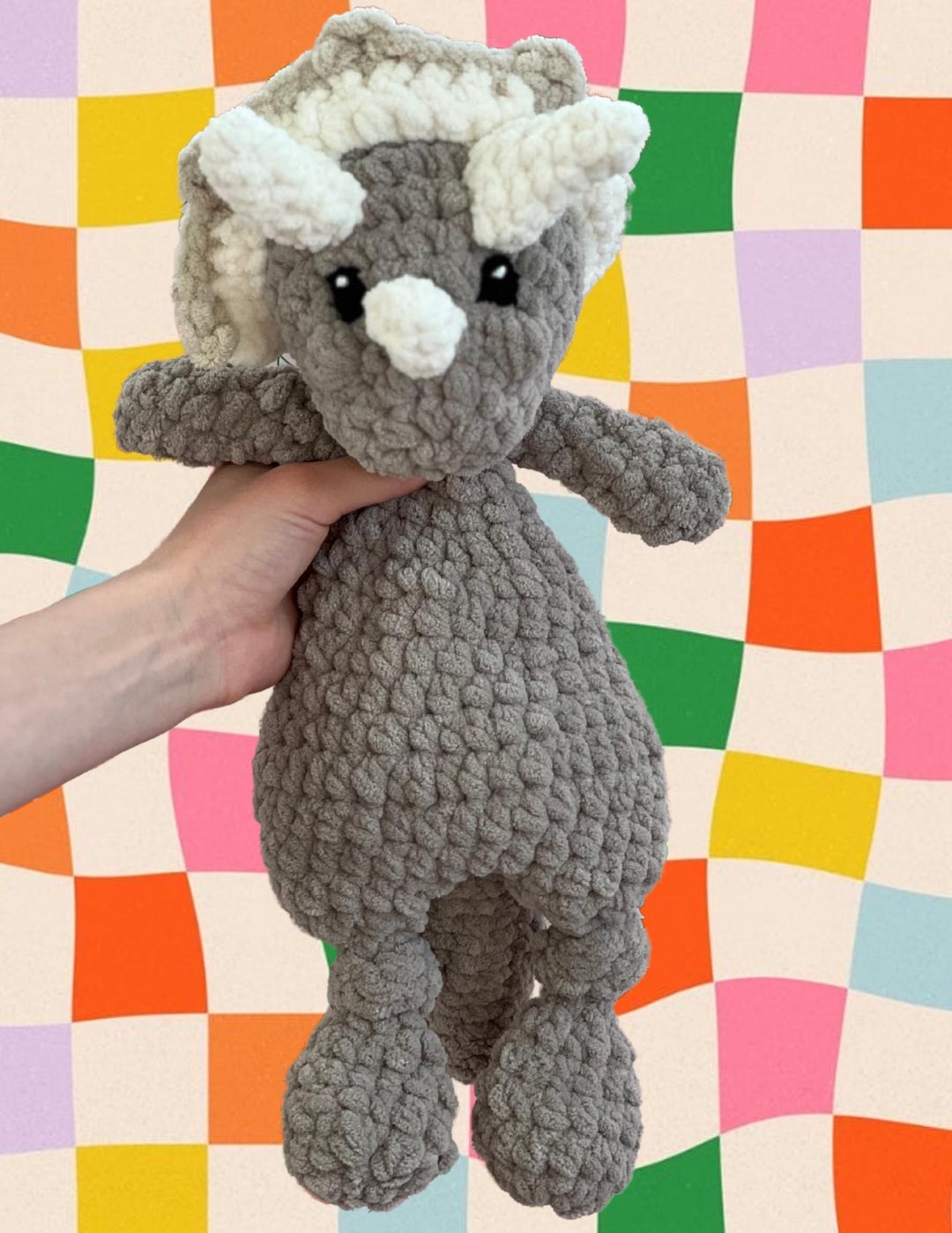 Triple - Knotted Triceratops Lovey - Handmade Crochet Snuggler - Etsy