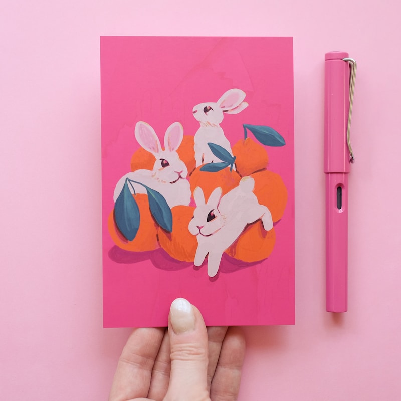 Rabbit Postcard - Etsy