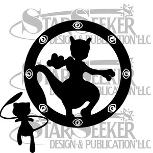 Pokemon Mew & Mewtwo Wall Art Digital SVG File for Laser or Vinyl ...