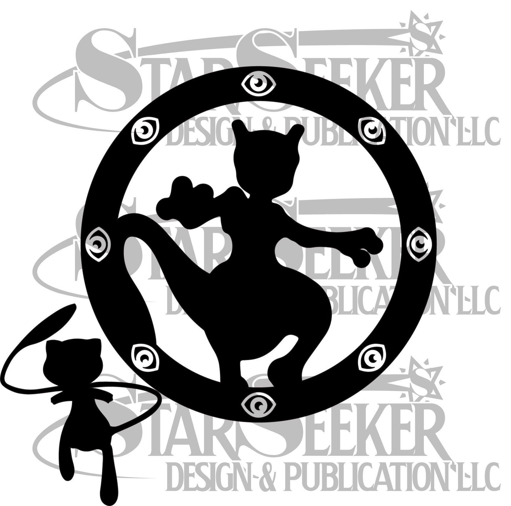 Pokemon Mew & Mewtwo Wall Art Digital SVG File for Laser or Vinyl ...