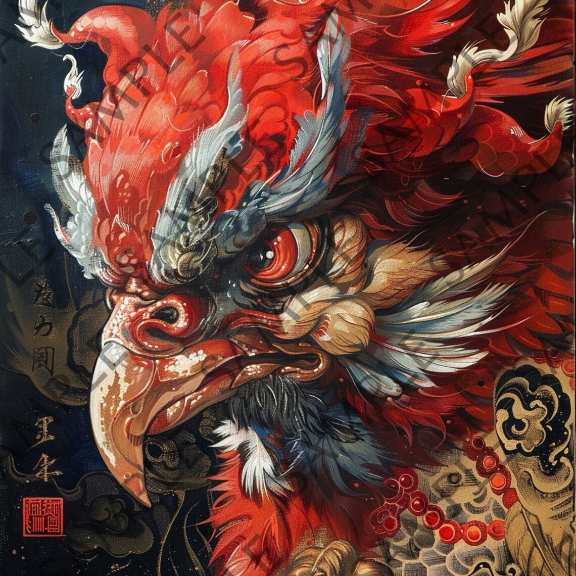 Red Big Bird Digital Download Photo AI Art Print Printable Poster Image ...