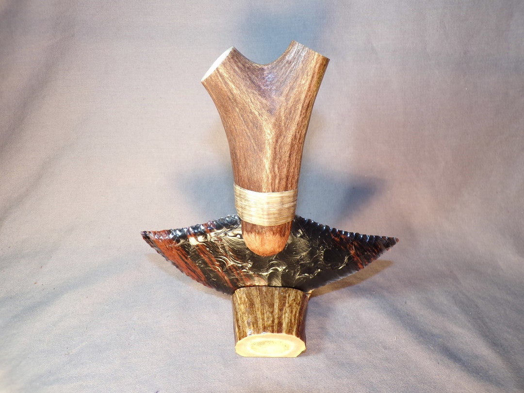 Triple Flow Obsidian Alaskan Ulu Flint Knife Black Powder Flint ...