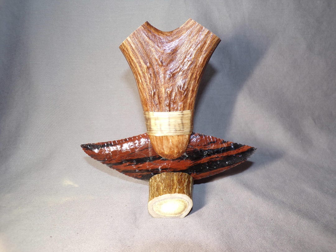 Triple Flow Obsidian Alaskan Ulu Flint Knife Black Powder Flint ...