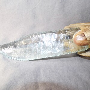 Large Knapped Glass Bowie Knife With Deer Antler Handle Flint Knapping ...