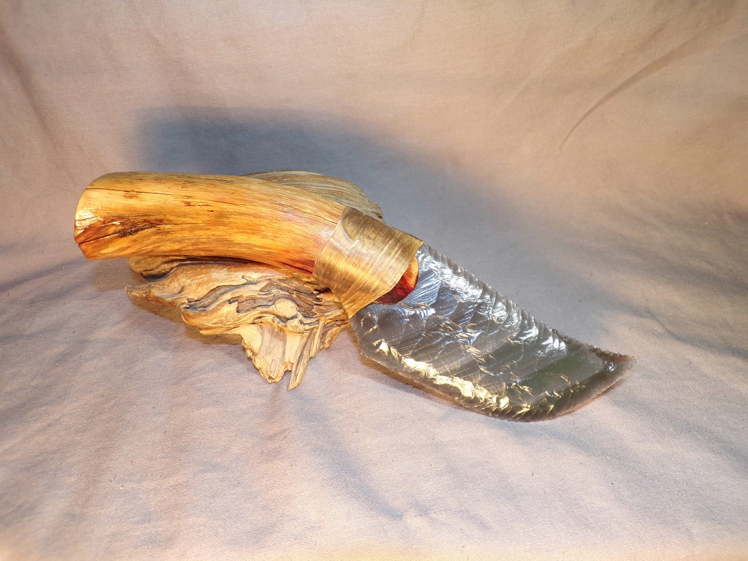 Gray Banded Obsidian Skinning Knife W Manzanita Handle Flint - Etsy