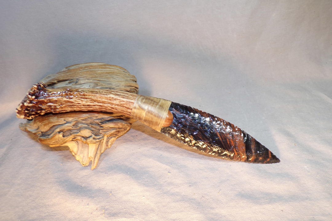 Red and Black Obsidian Paleo Knife, Black Powder, Flint Knapping - Etsy