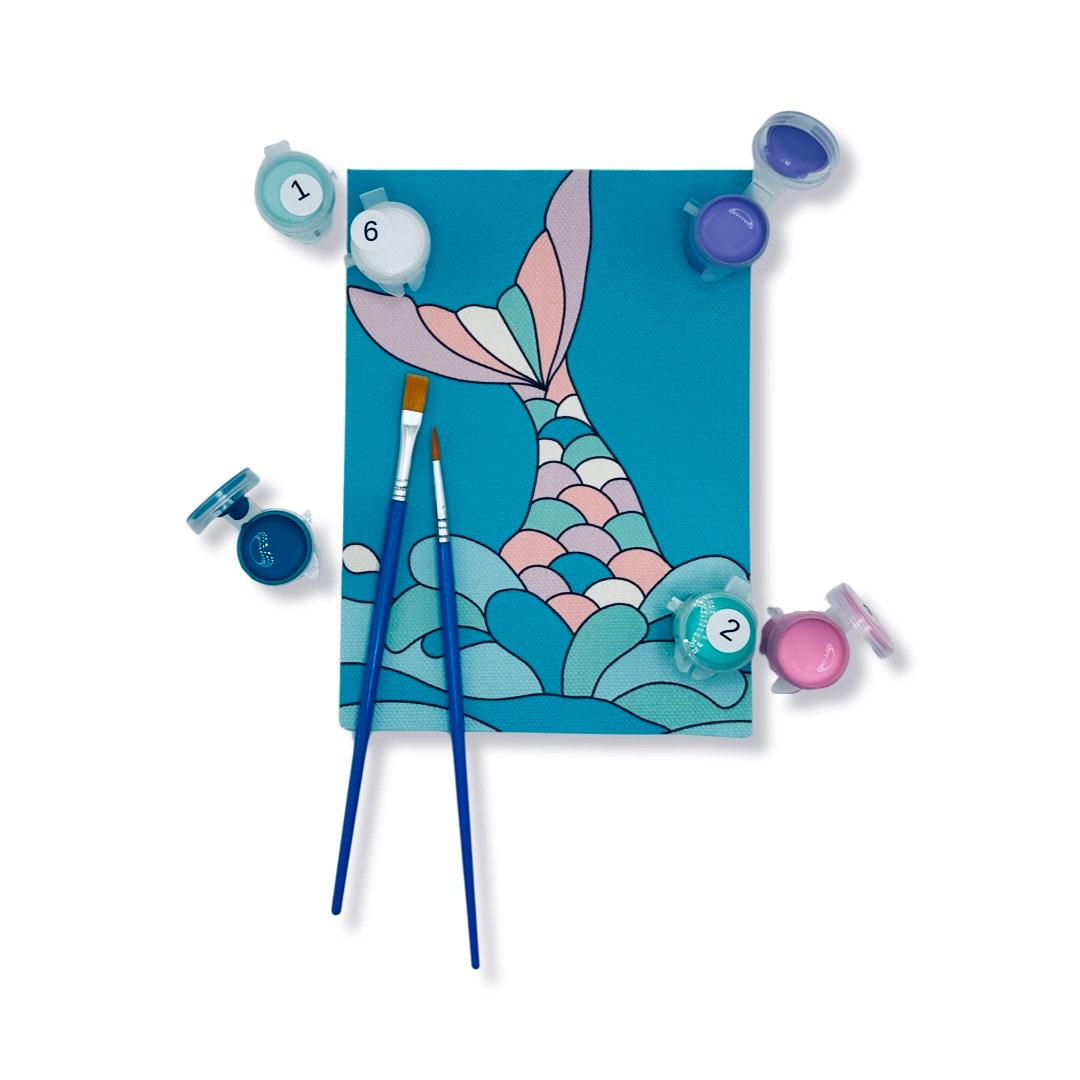Mini Mermaid Paint by Number Kit - Etsy