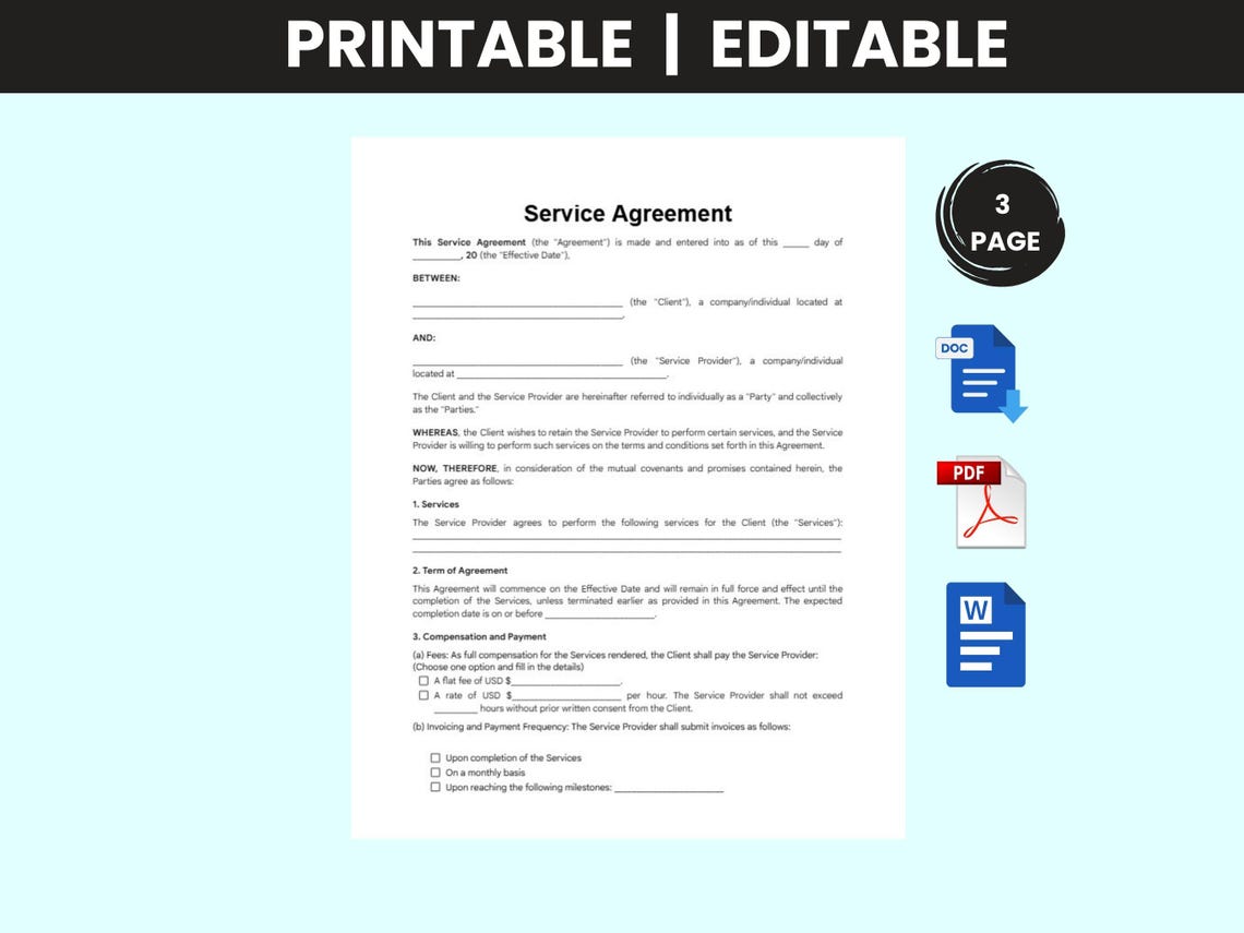 Printable Service Contract Templates. Services Contract Agreement ...