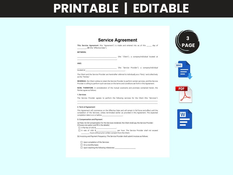 Printable Service Contract Templates. Services Contract Agreement ...