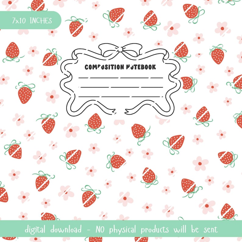 Berry Sweet Printable Composition Notebook Cover | Front + Back | 7x10 ...