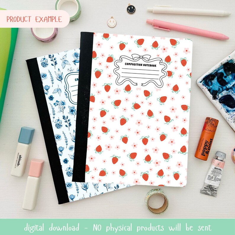 Berry Sweet Printable Composition Notebook Cover | Front + Back | 7x10 ...