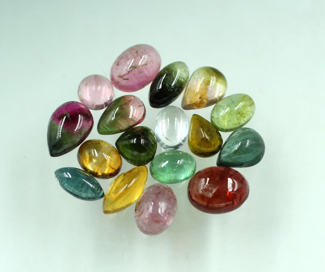 Natural Multi Color Tourmaline Gemstone Mix Smooth Cabochon 17.50 ...