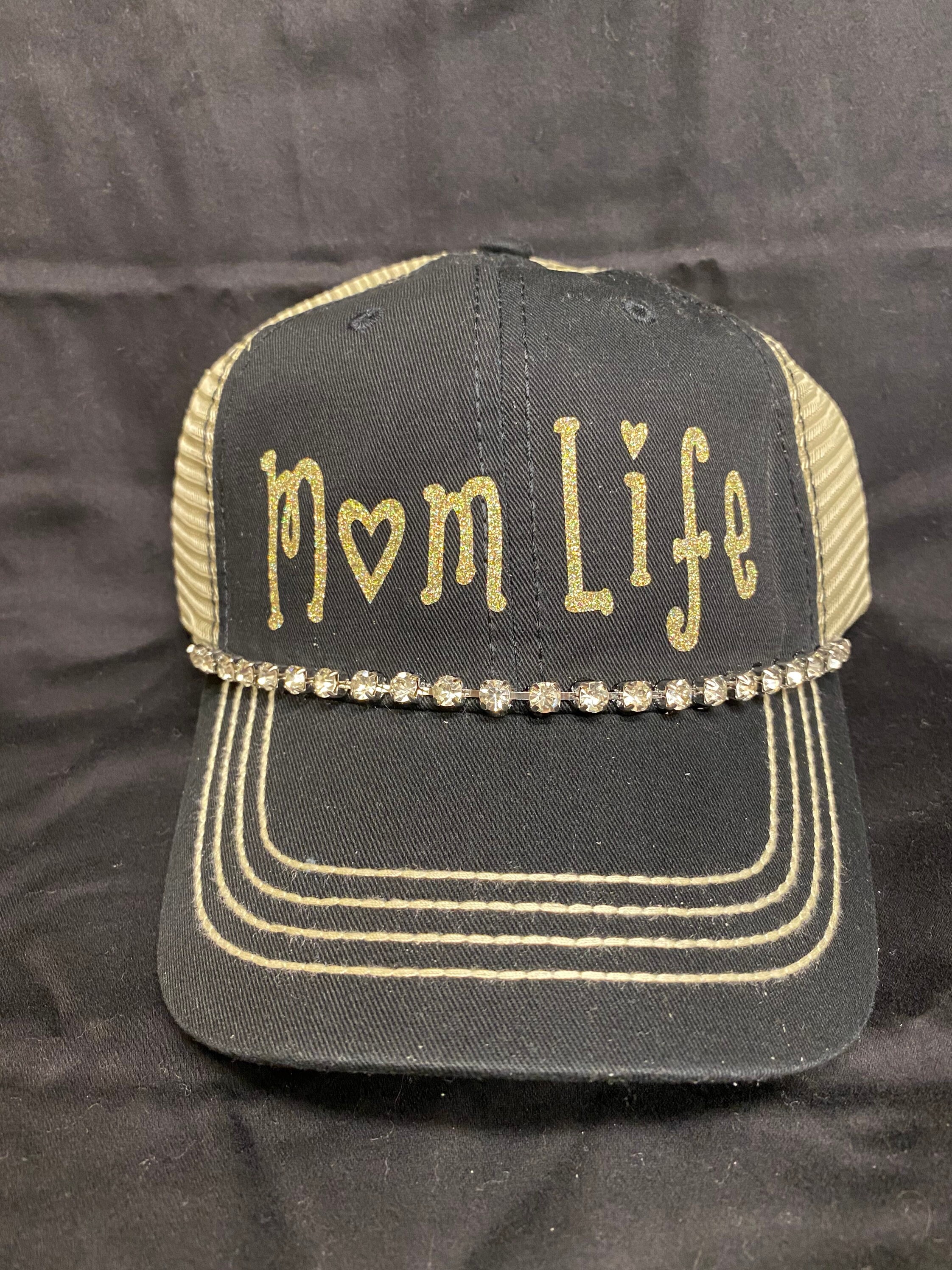 Black & Beige mom Life Rhinestone Hat - Etsy