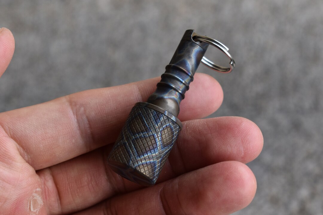 Titanium Waterproof Keychain Pill Case Container Capsule Stash Keyring ...