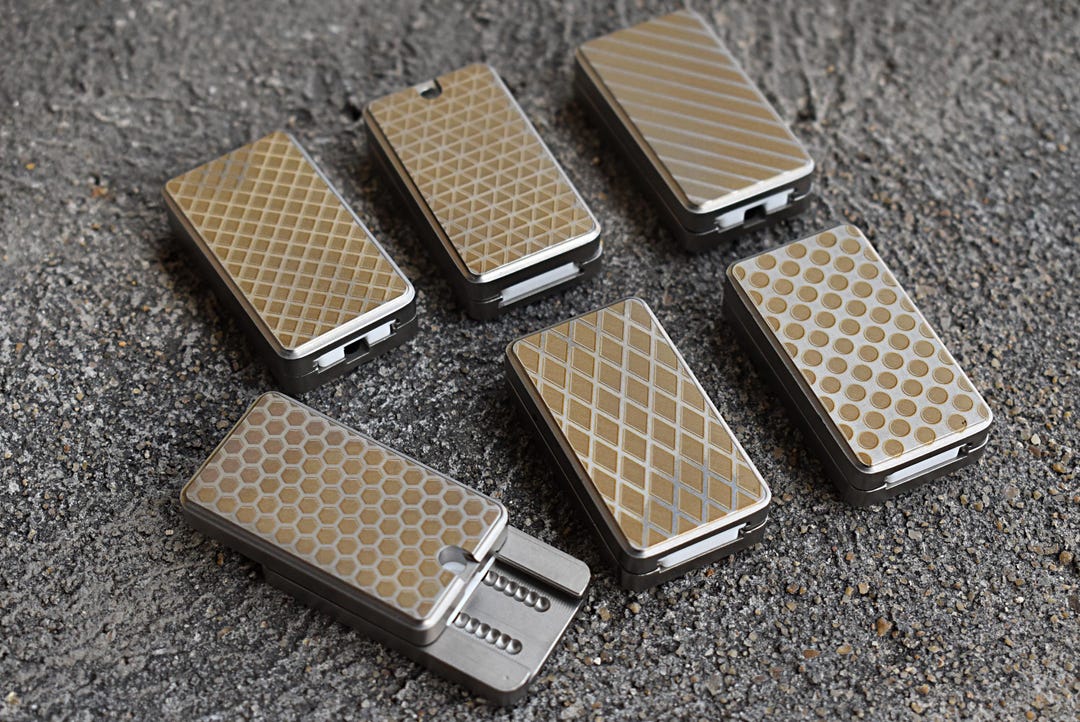 Stainless Steel Haptic Fidget Slider: Geometric Laser Engraved Toy - Etsy