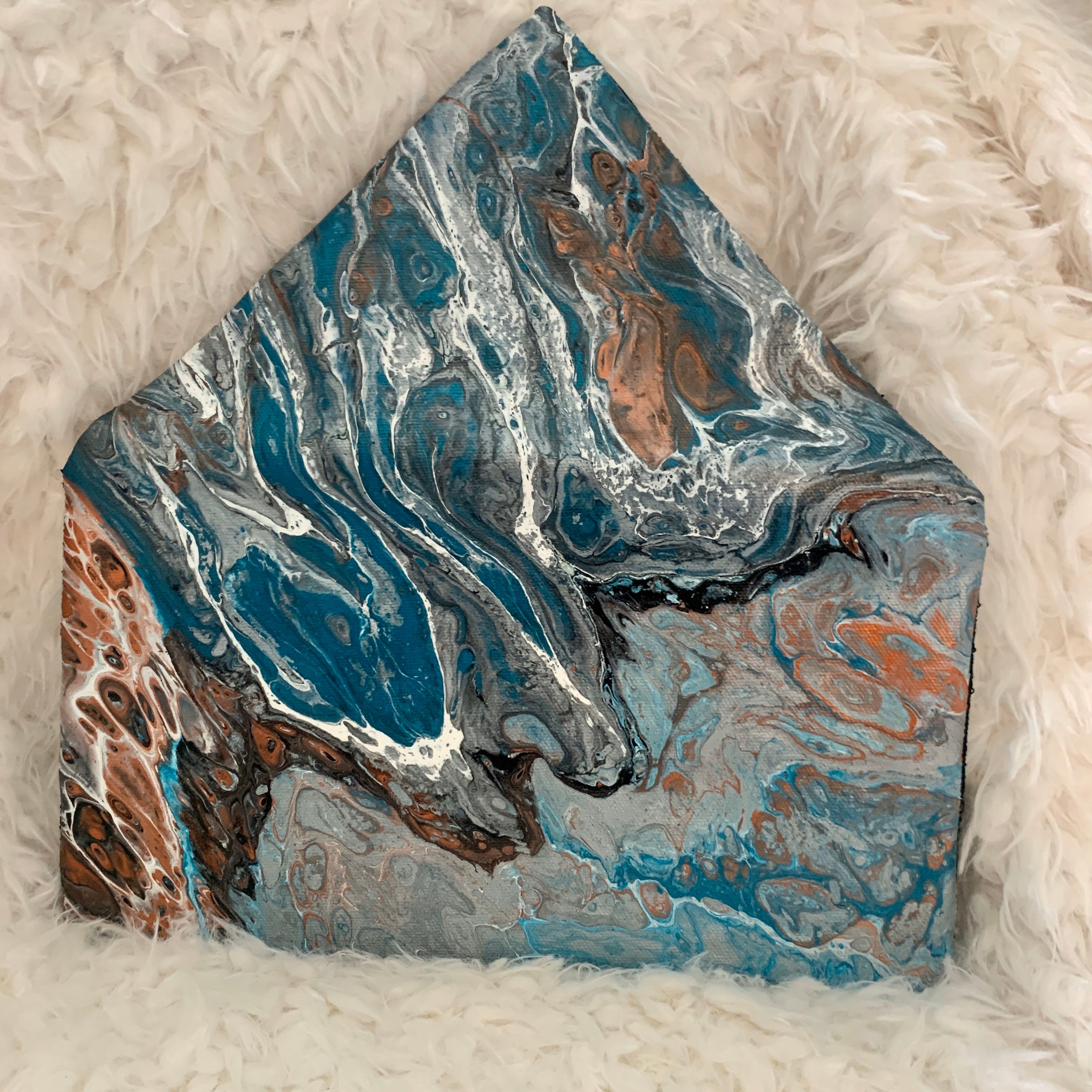Metallic Blue and Copper One of a Kind Acrylic Pour Art - Etsy