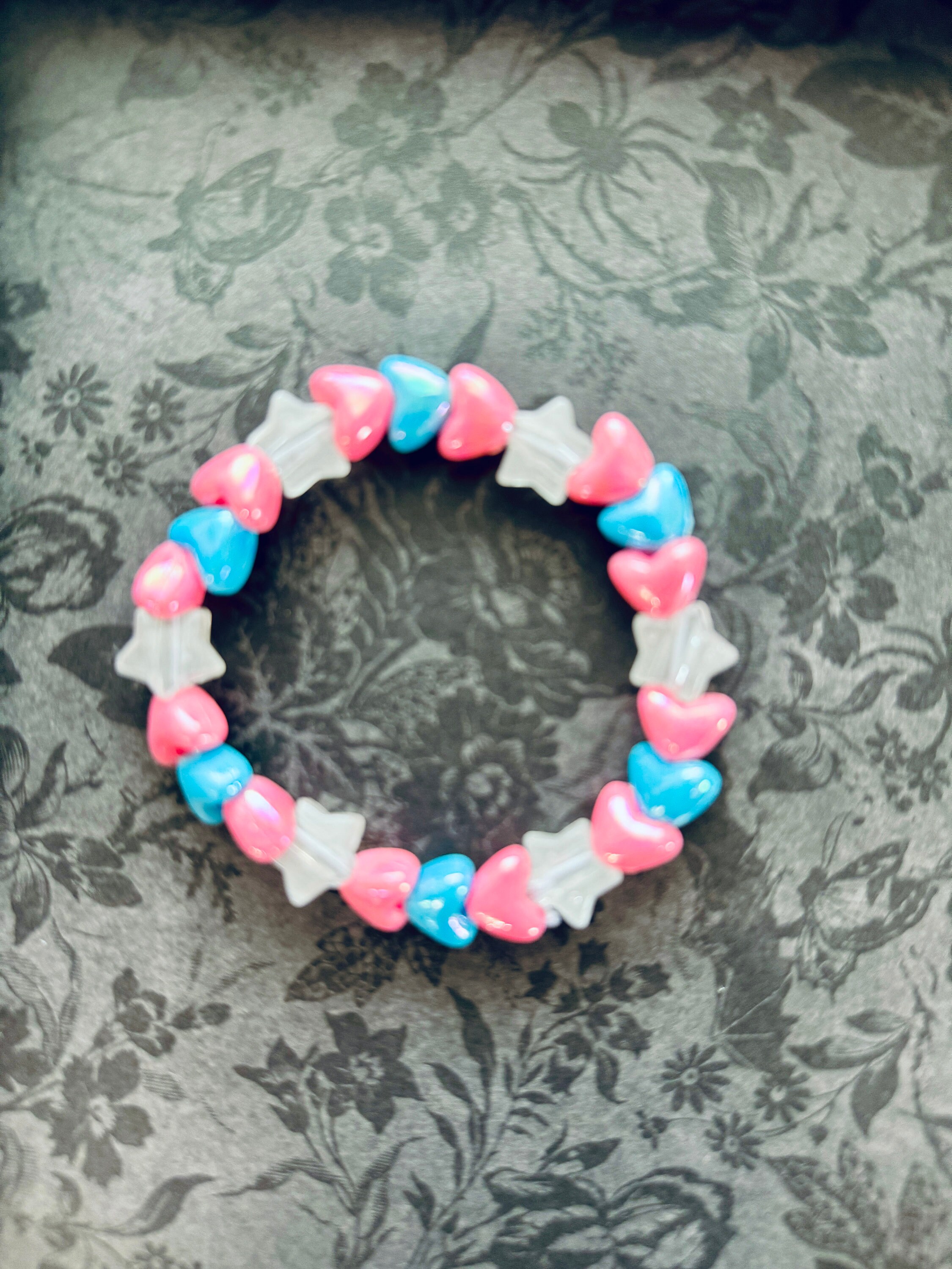 MAGIC Star Pink and Blue Heart Stretch Bracelet Goth Kandi Inspired ...