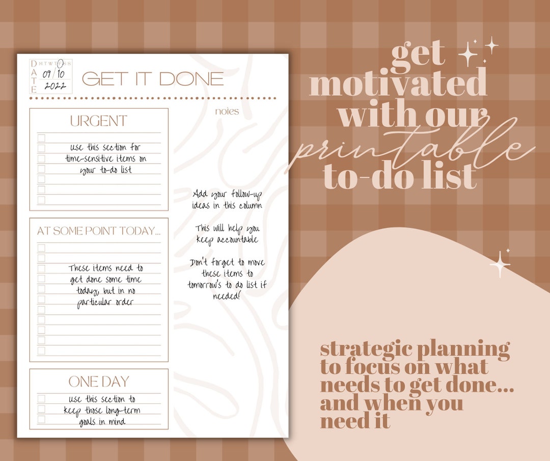 To Do List - Digital Printable Motivating Goal Focused To-do List - Etsy