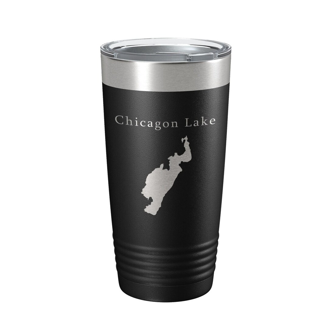 Chicagon Lake Map Tumbler Travel Mug Insulated Laser Engraved Coffee ...