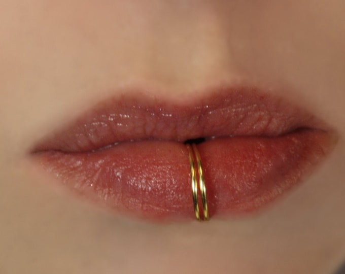 Fake Lip Ring -double Lip Ring - Gold, Silver, Rose Gold. - Etsy