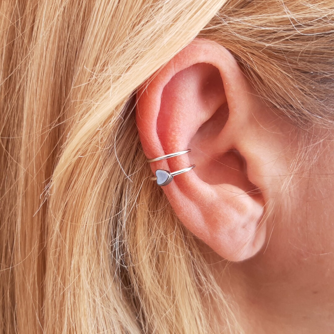 Double Conch Ear Cuff With Heart, Conch Ring, Fake Piercing - Etsy