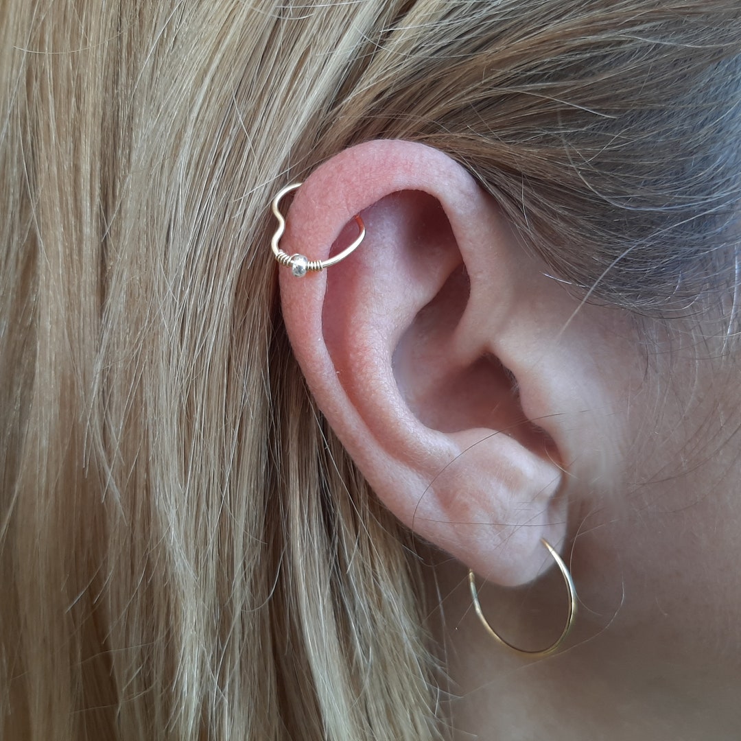 Fake Piercing - Heart Helix Ring - Gold, Silver, Rose Gold. - Etsy