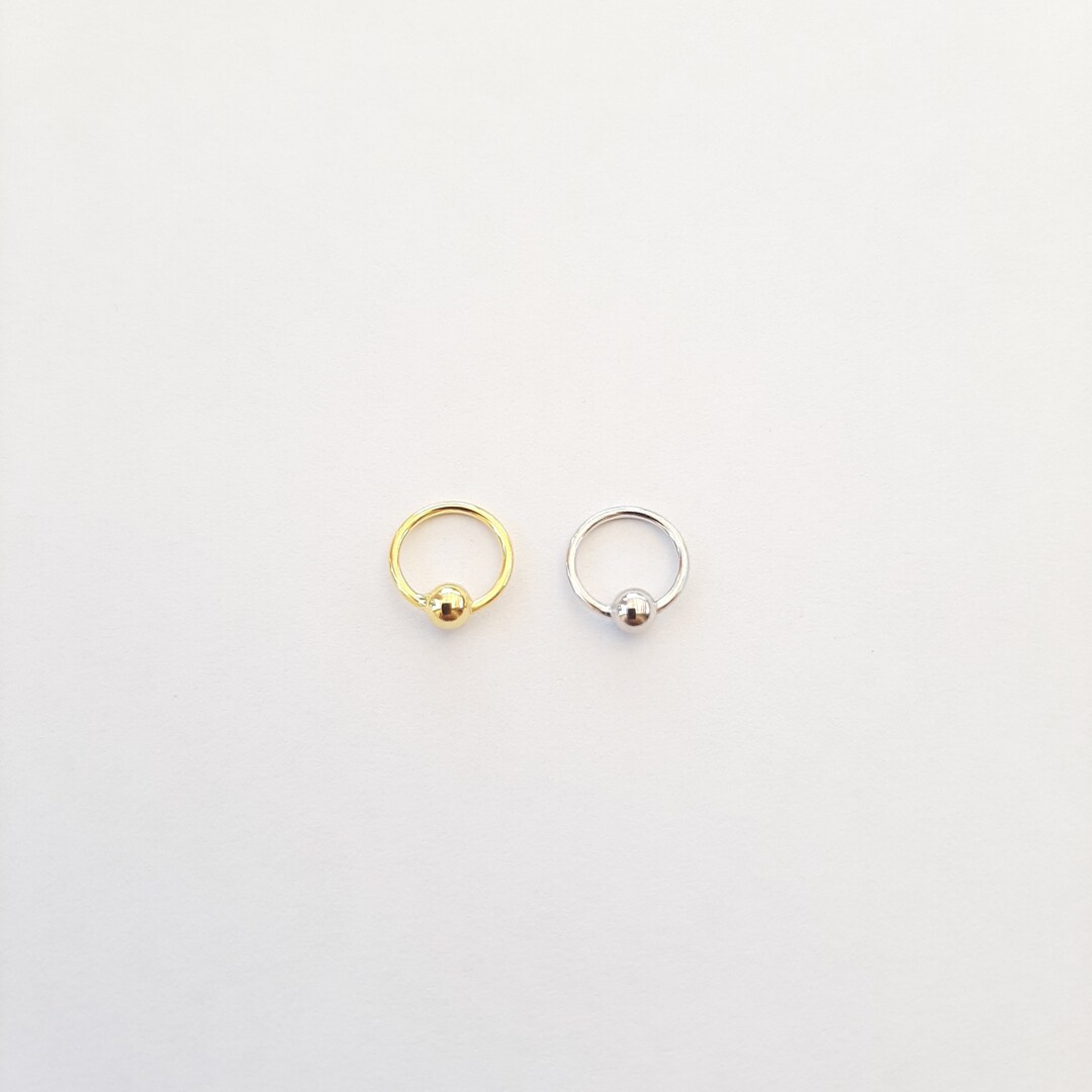 Sterling Silver Hoop With Ball Closure, Helix Hoop Earring, Cartilage ...