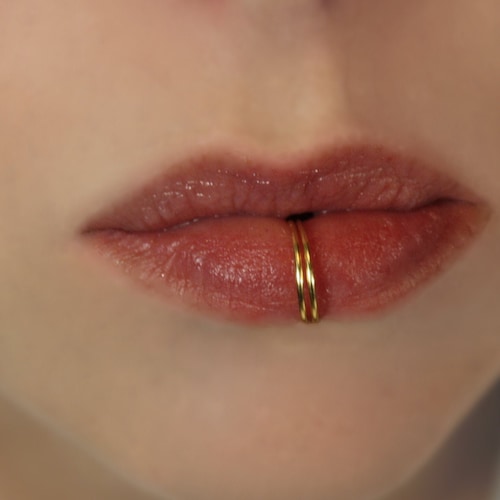 Fake Lip Ring Cross Lip Ring gold Silver Rose Gold. - Etsy