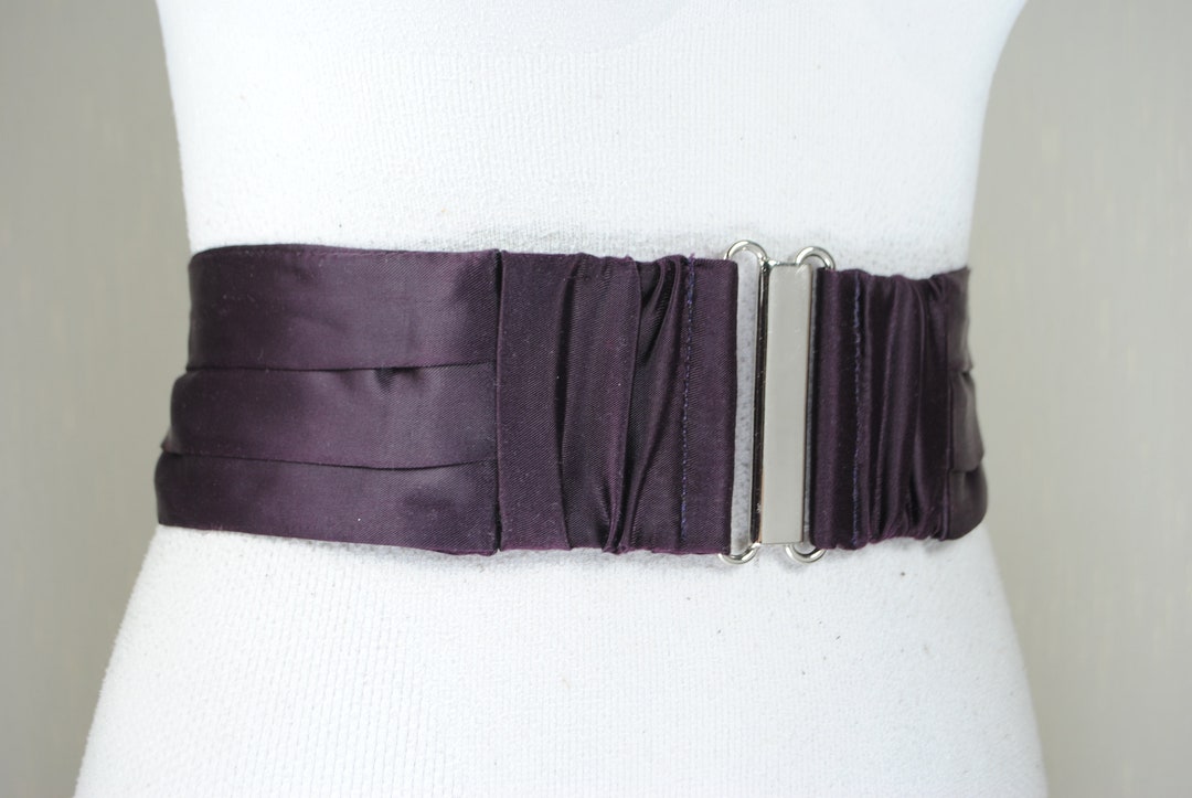 Wide Purple Satin Belt, Eggplant Color Corset, Fabric Women's Belt ...