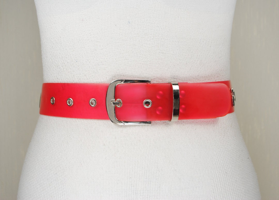 Y2K Vintage Red Jelly Belt, Transparent Red Belt for Women With Silver ...