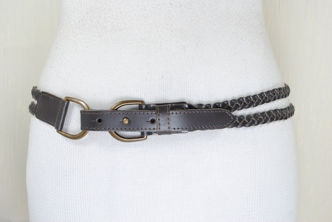 Double Wrap Brown Belt Asymmetrical Belt Skinny Braided - Etsy