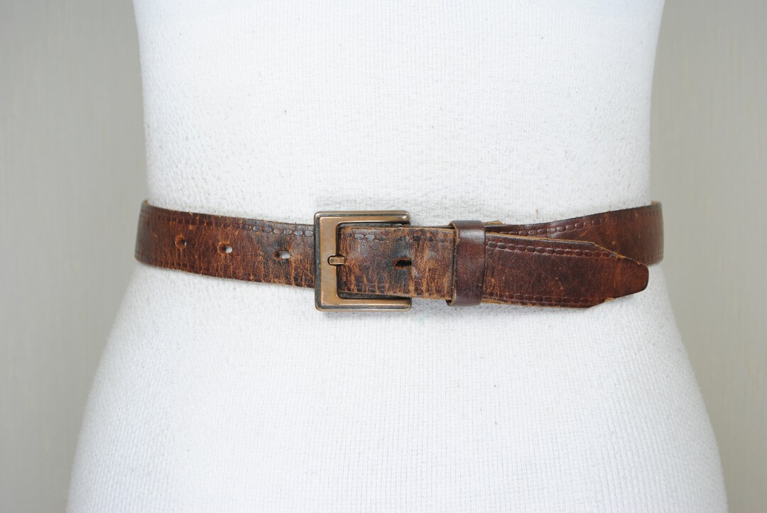 Rustic Tan Leather Belt, Heavy Duty, Steampunk, Country, Brass Buckle ...