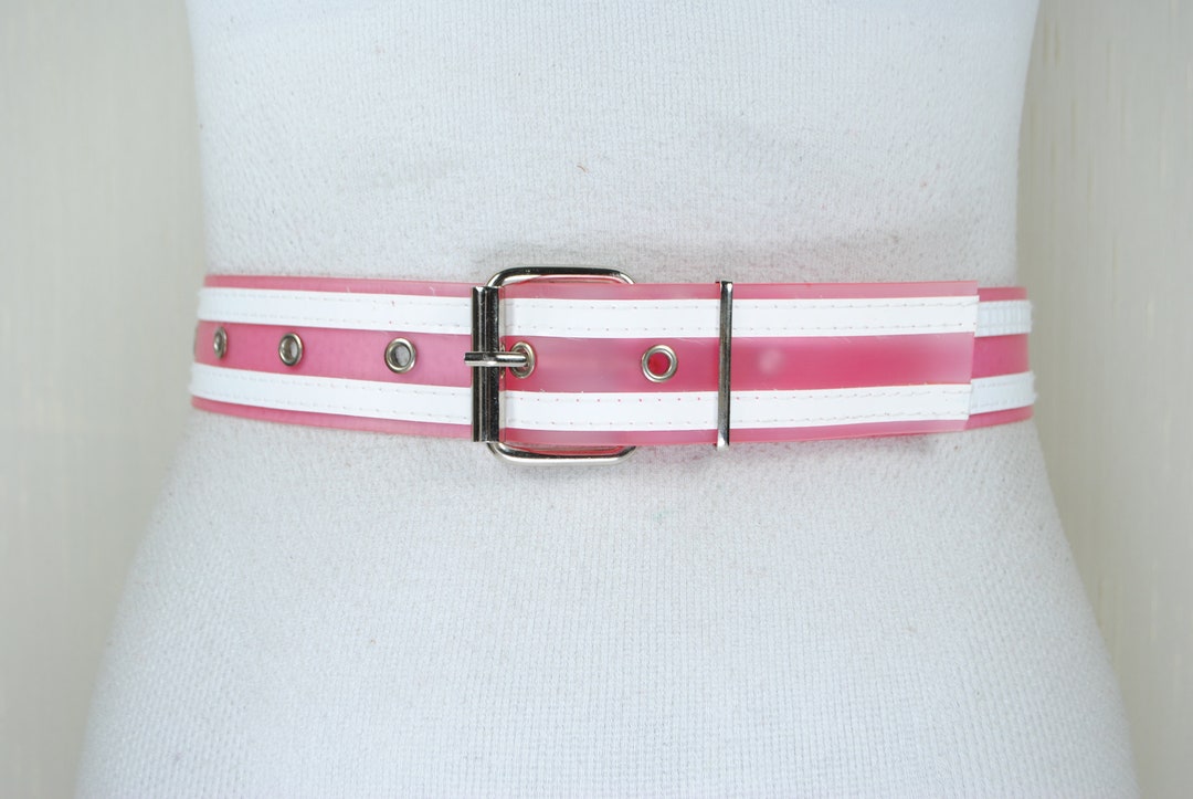 Y2K Pink Jelly Belt, Barbie Belt, Vintage Transparent Striped Belt for ...