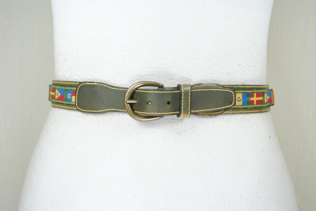 Nautical Flag Khaki Belt, Skipper's Code Flag Belt, Man Unisex Leather ...