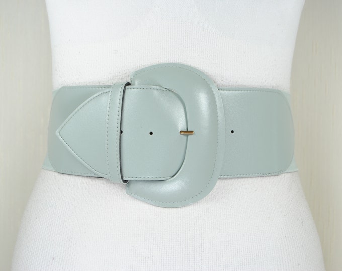 Mint Stretch Belt , Pastel Color Wide Belt for Women, Elastic Vegan ...