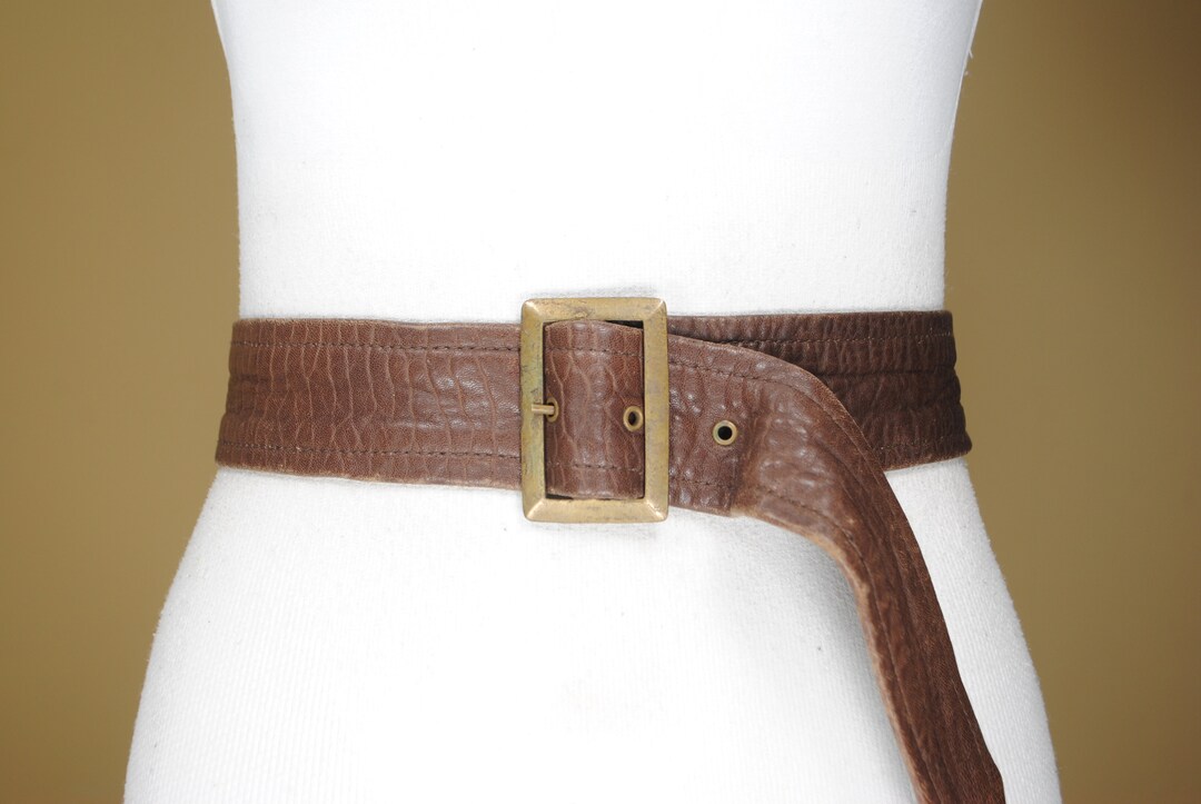 Trench Coat Brown Belt, 70s Brown Leather Belt for Women With Brass ...