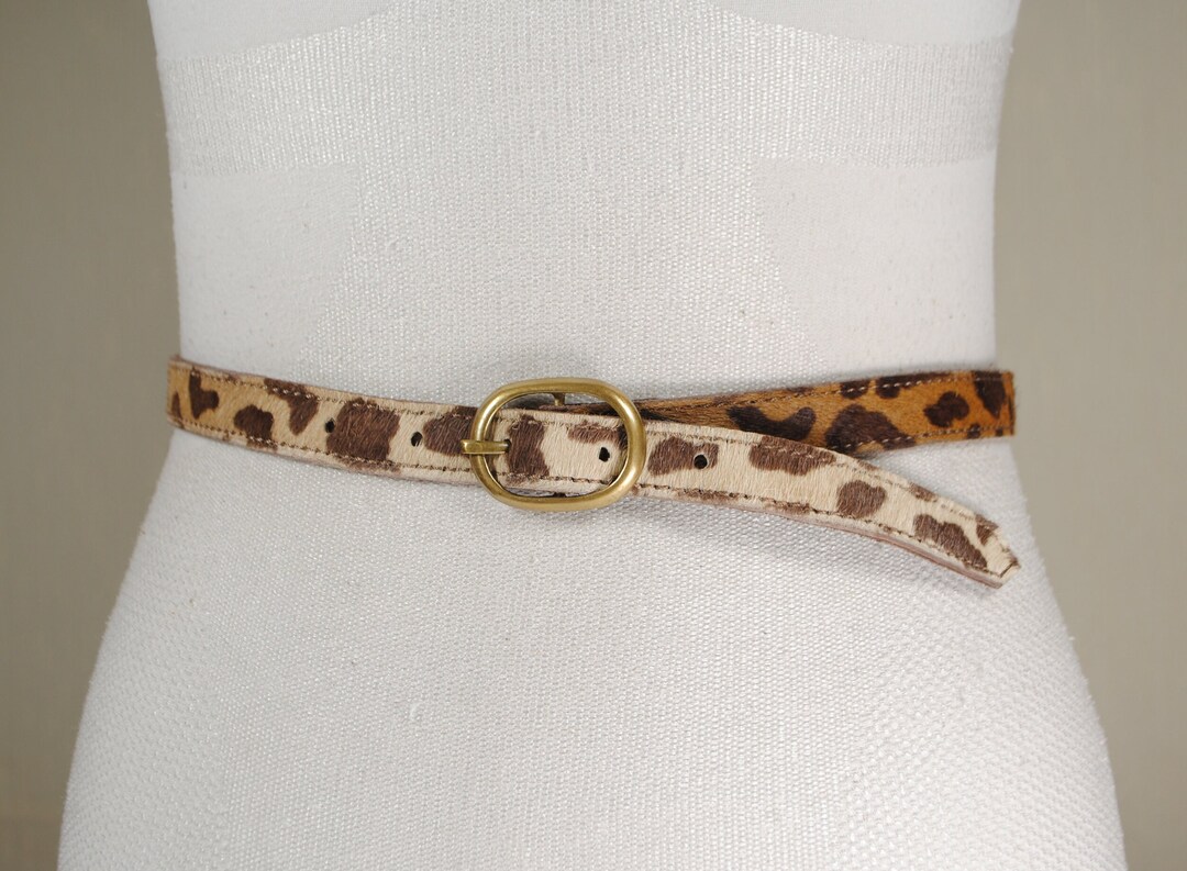 Skinny Leopard Belt, Trendy, Brown Beige Hairy Belt for Women, Animal ...